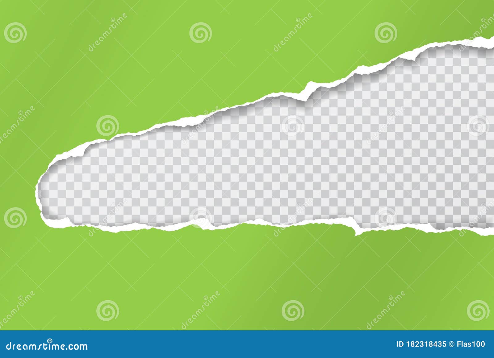 Torn, Ripped Piece of Horizontal Green Paper with Soft Shadow is on ...