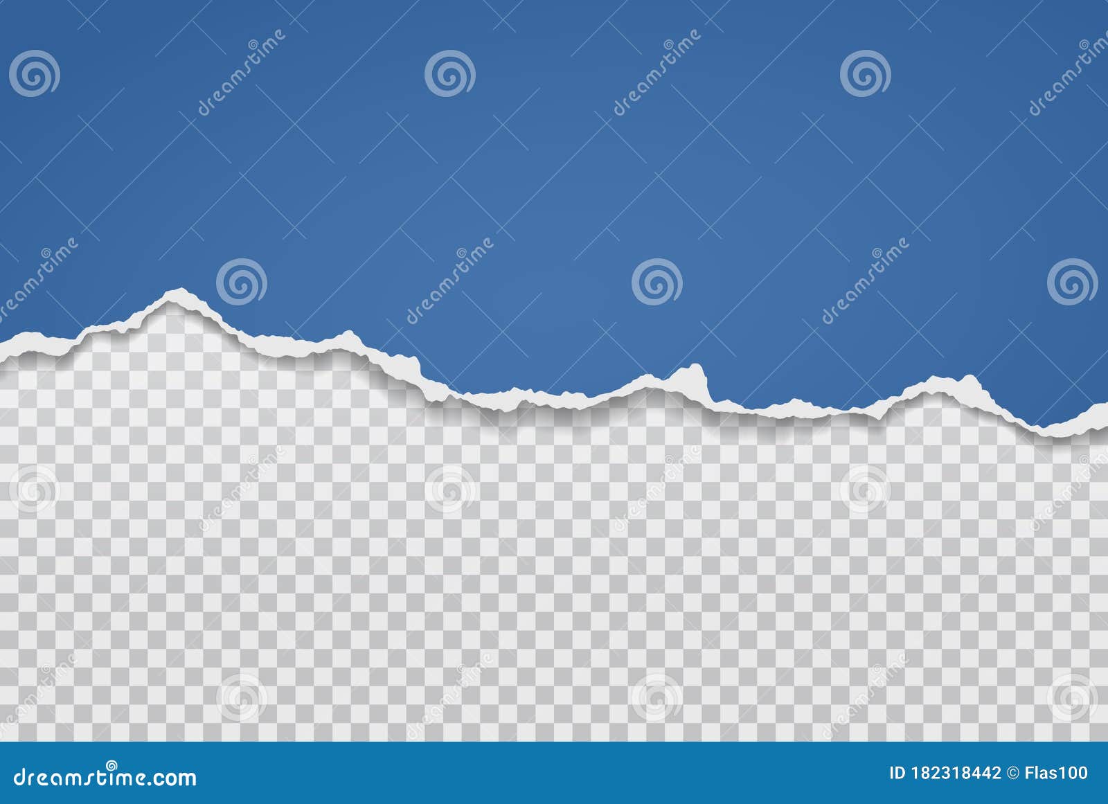 Torn, Ripped Piece of Vertical Blue Paper with Soft Shadow is on White ...