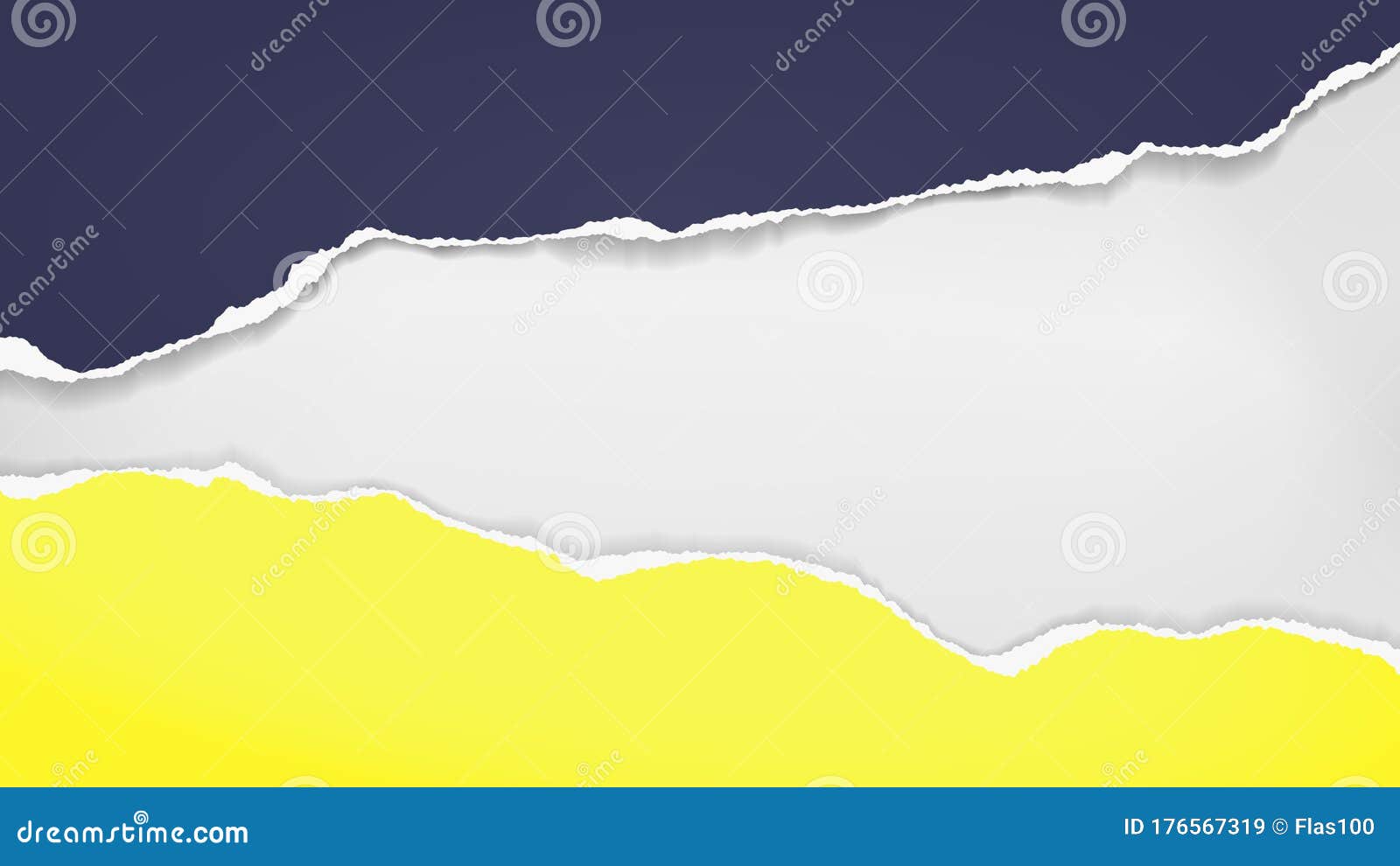 Torn, Ripped Pieces of Horizontal Blue and Yellow Paper with Soft ...