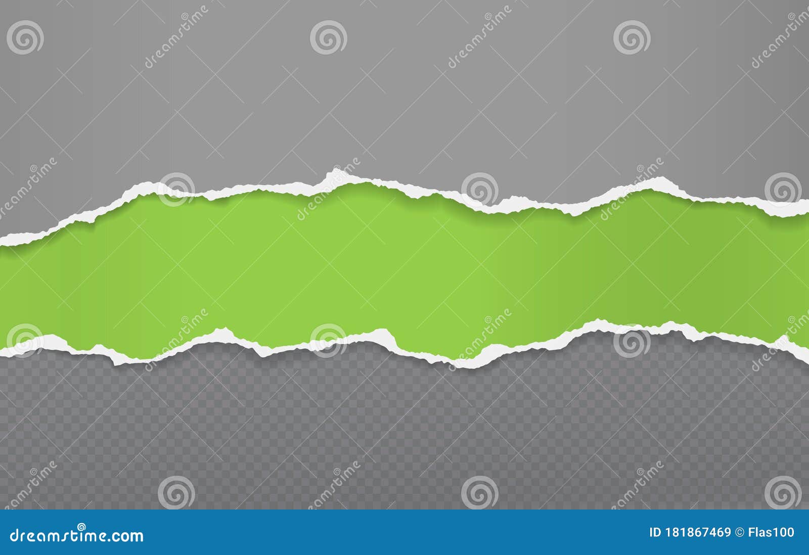 Torn, Ripped Pieces of Horizontal Green and Dark Grey Paper with Soft ...