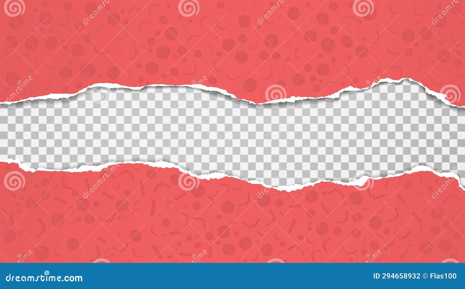 Torn, Ripped Red Paper with Pattern of Different Shapes and Soft Shadow ...