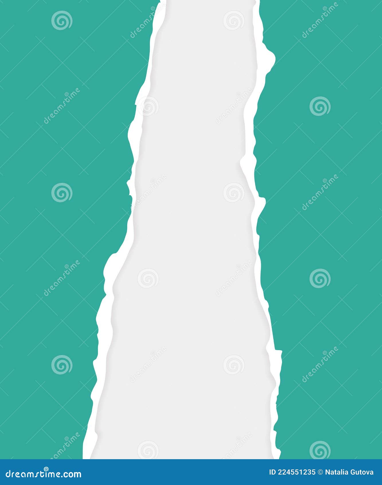 Torn, Ripped Strip Of Green Paper With A Light Shadow On A Grey ...