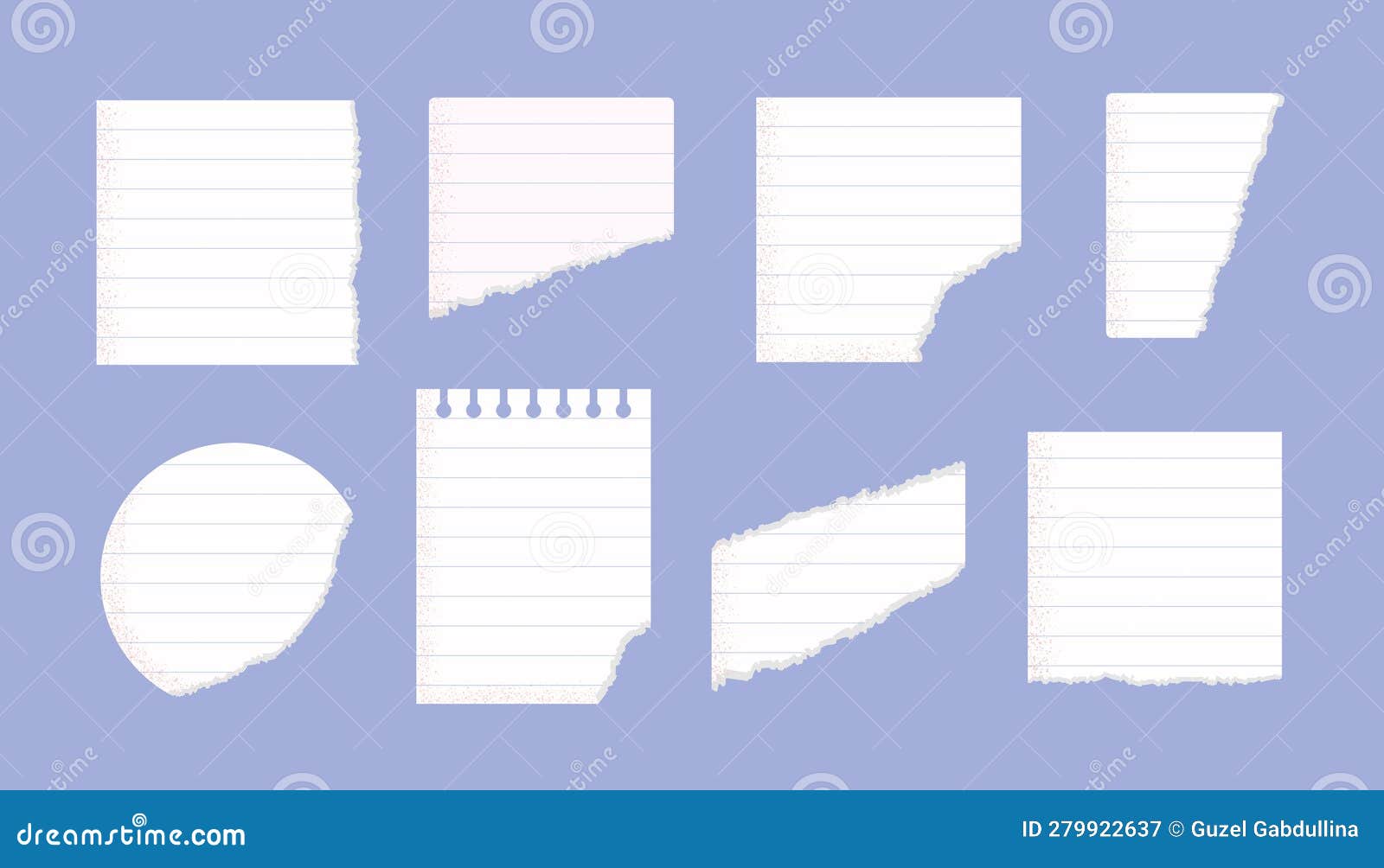 Torn, Ripped White Lined, Scetchbook, Math Note, Notebook Paper Pieces ...