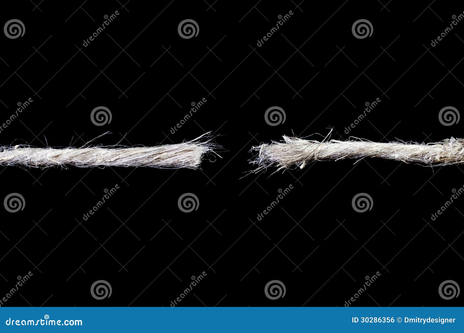 Torn Rope Isolated Over Black Stock Photo - Image of rope, stretching ...