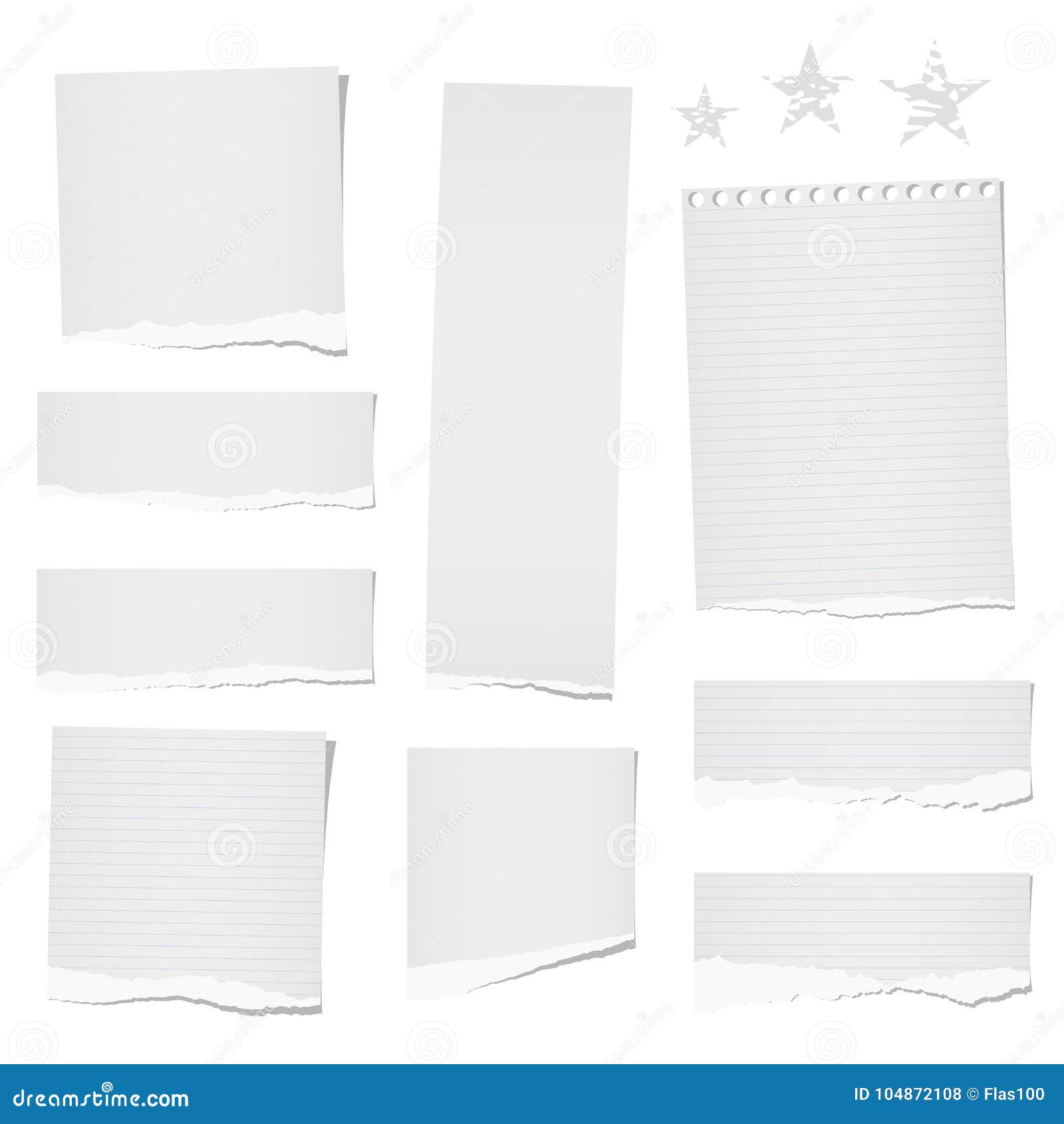 Torn Ruled and Blank Note, Notebook, Paper Strips, Sheets for Tex or ...