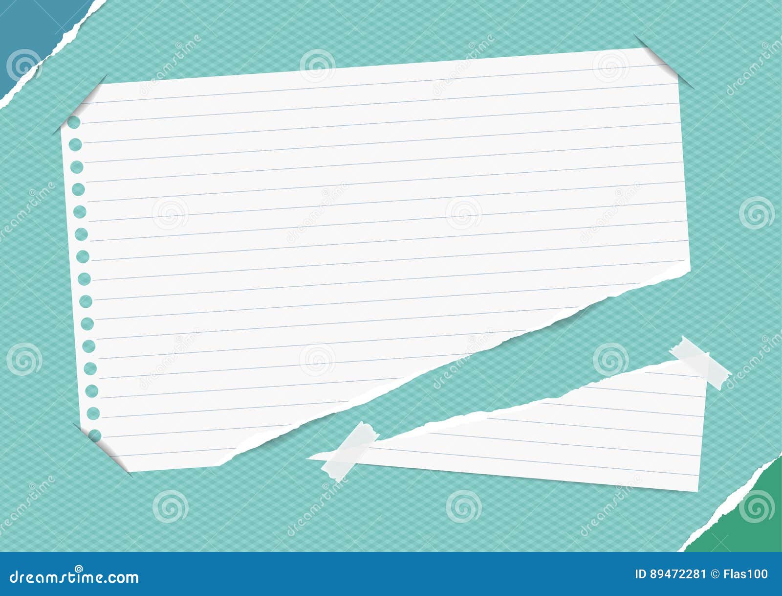 Torn Ruled Note, Copybook, Notebook Sheet Inserted Into Blue Squared ...