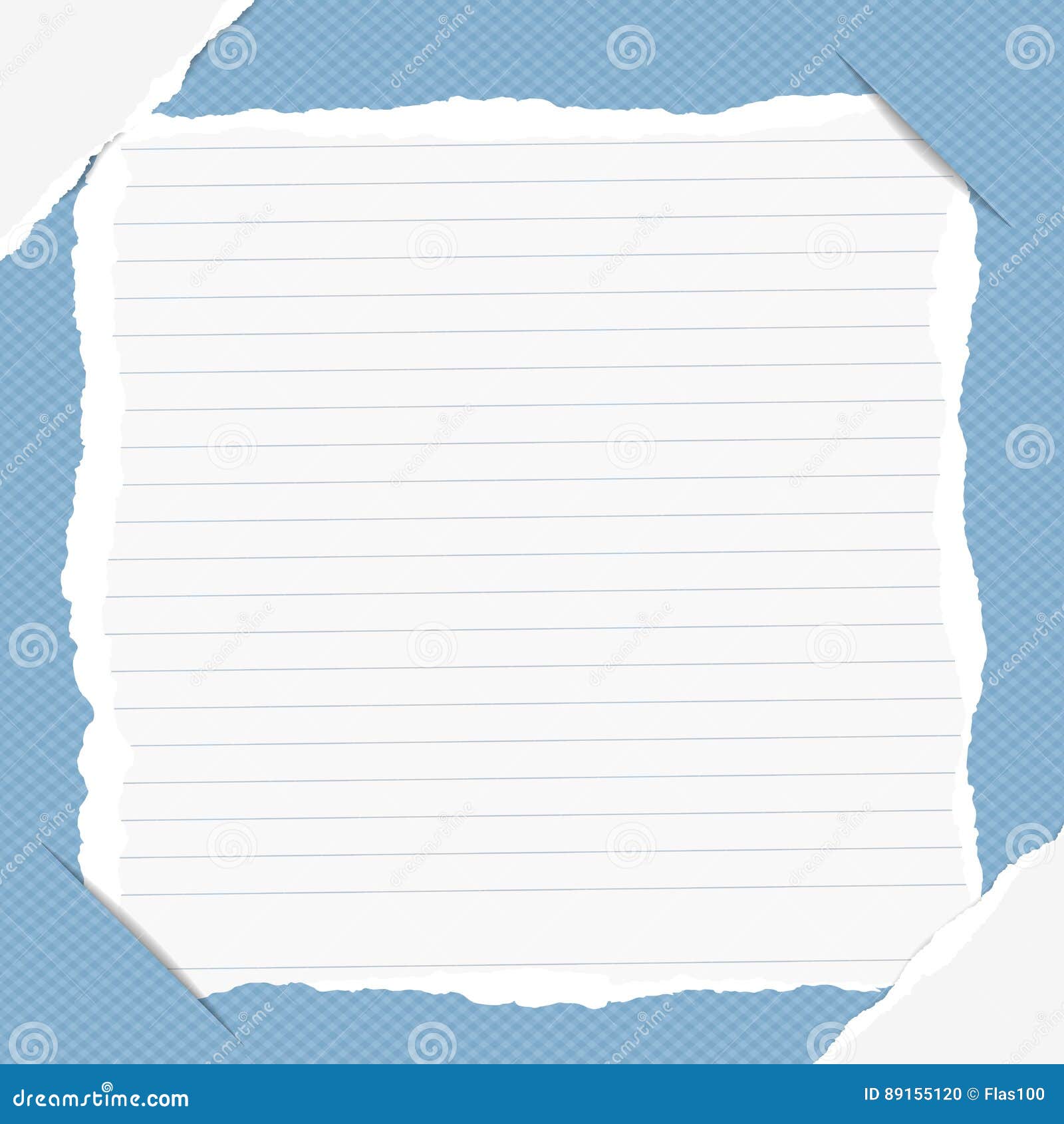 Torn Ruled Note, Copybook, Notebook Sheet Inserted Into Blue Squared ...