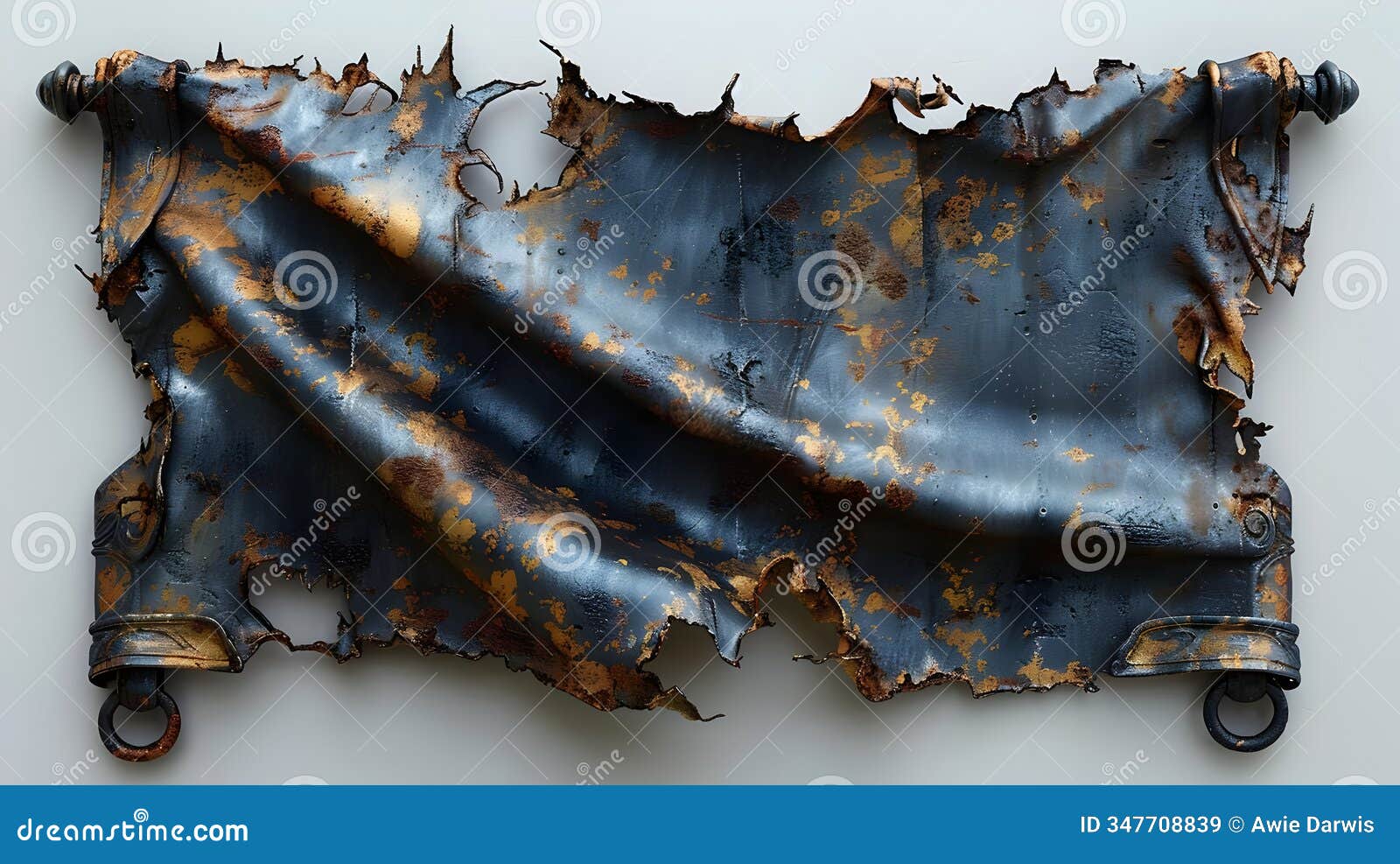 Torn and Rusted Metallic Scroll Illustration Stock Illustration ...
