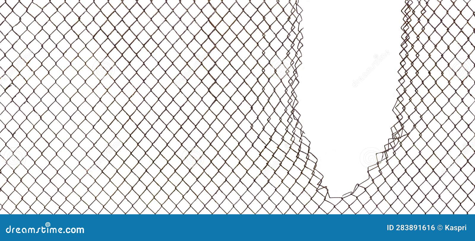 Torn Rusty Chain Link Fence Texture Background, Horizontal Isolated ...