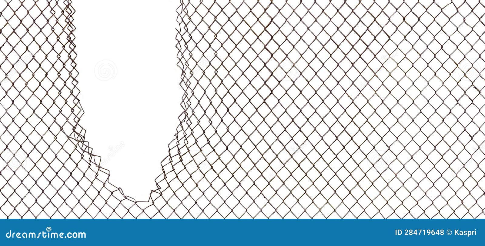 Torn Rusty Chain Link Fence Texture Background, Horizontal Isolated ...