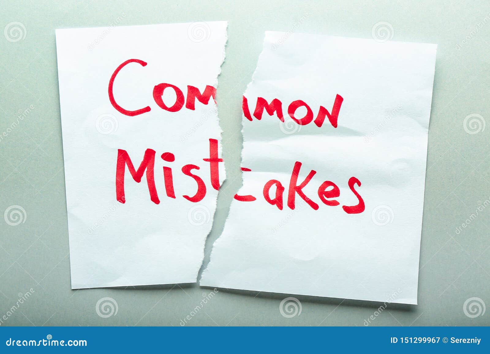 Torn Sheet of Paper with Text COMMON MISTAKES on Light Background Stock ...