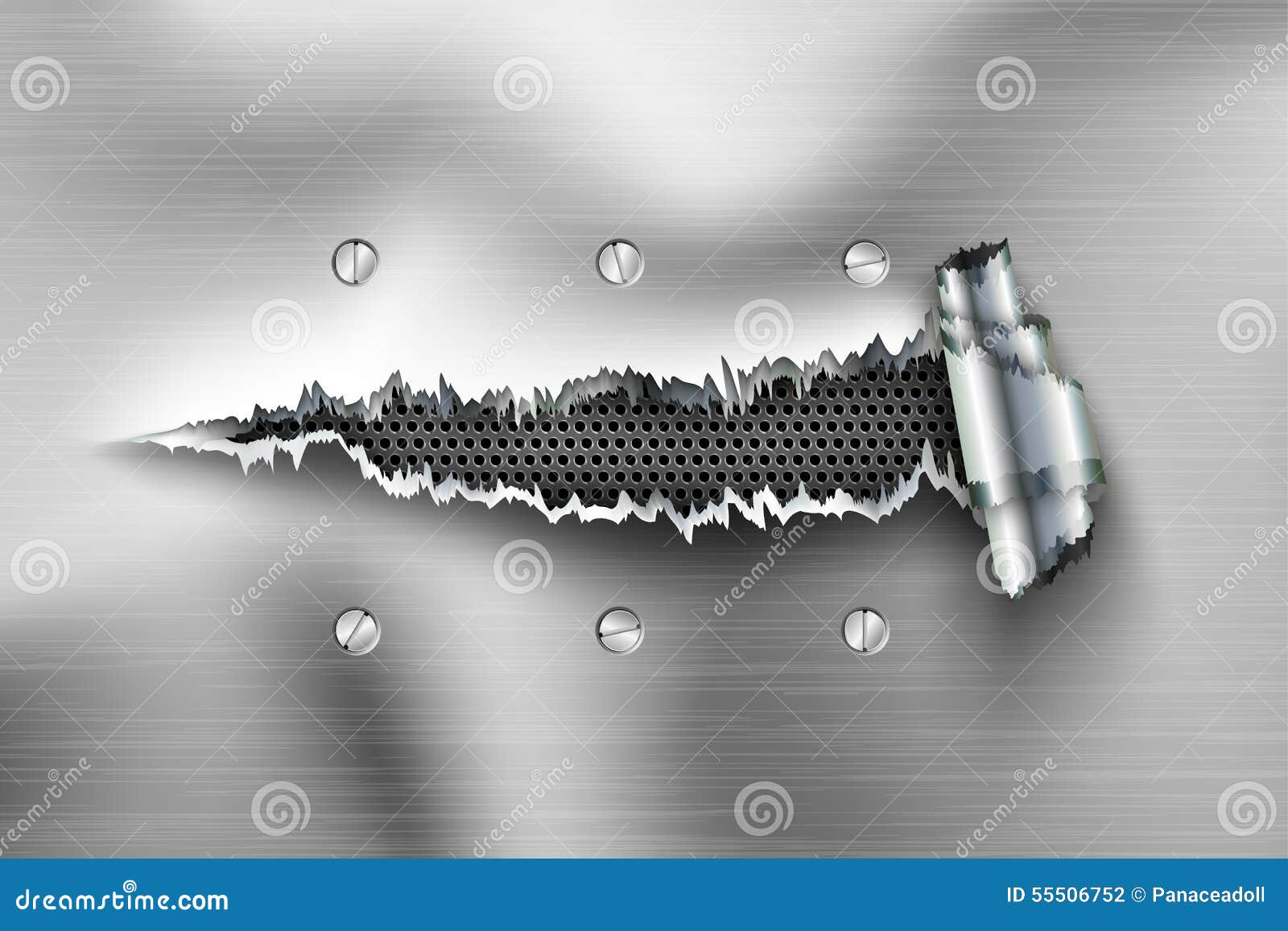 Torn Sheet Steel. Hole In The Metal Vector Illustration | CartoonDealer ...