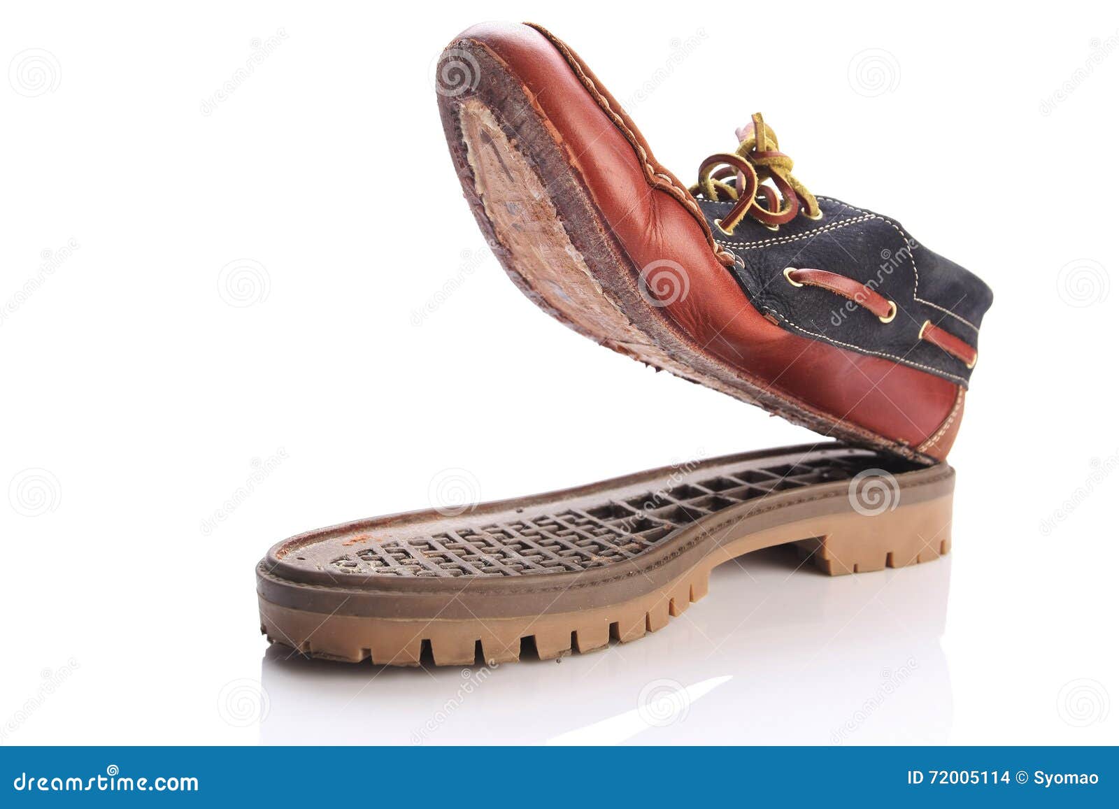 Torn Shoe on a White Background Isolate. Stock Photo - Image of muddy ...
