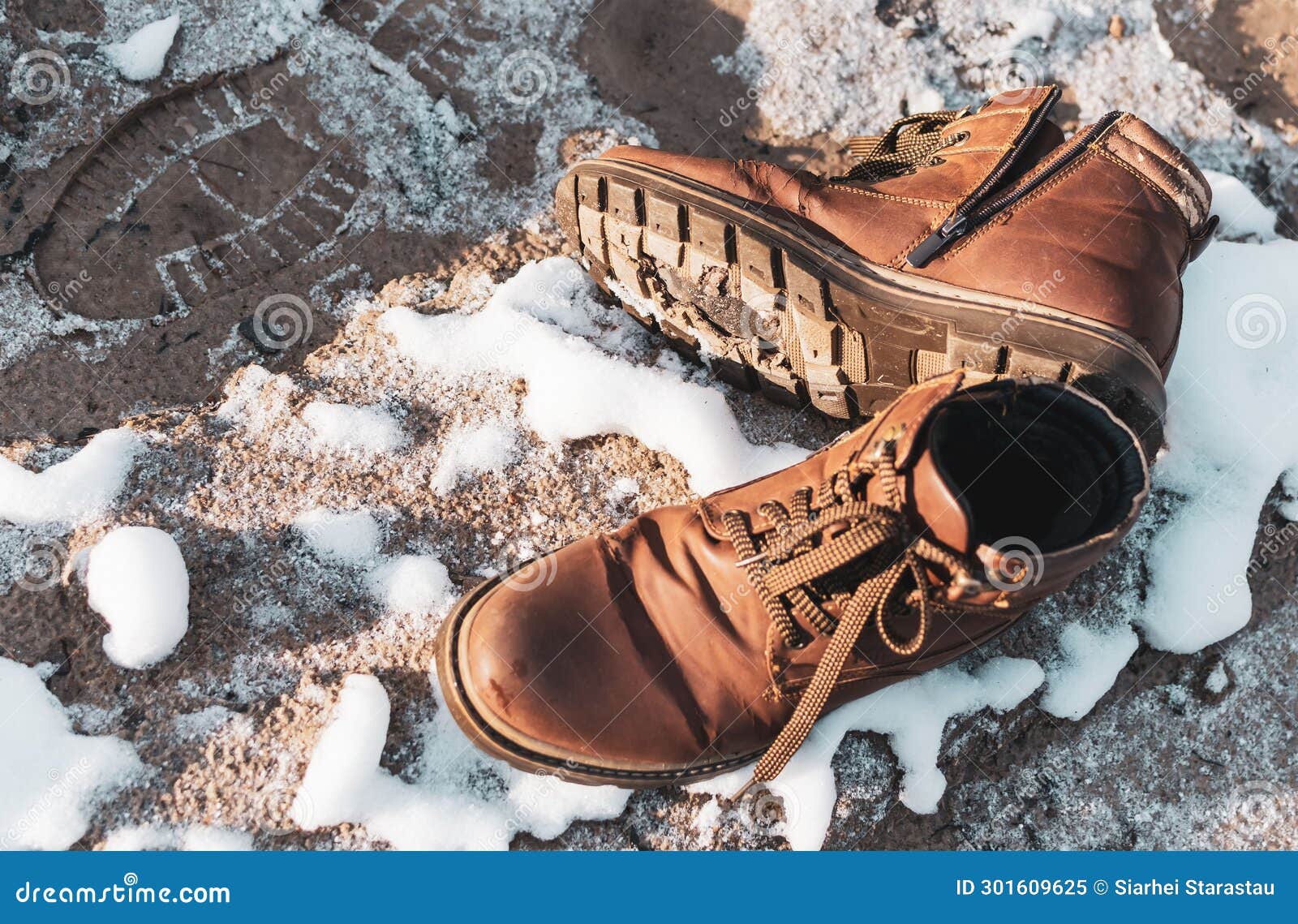 Torn Shoes Lie on the Ground with Snow Stock Image - Image of germany ...
