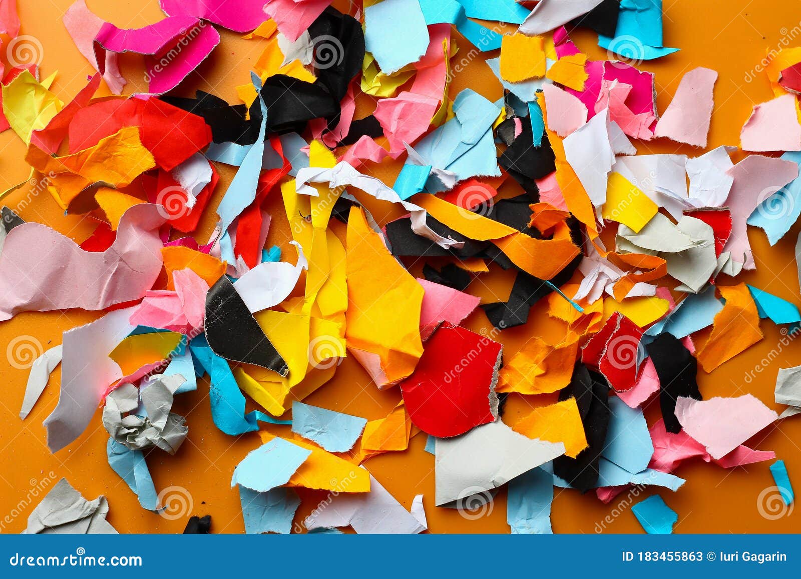 Torn Small Pieces of Multi-colored Paper, Bright Colorful Stock Image ...