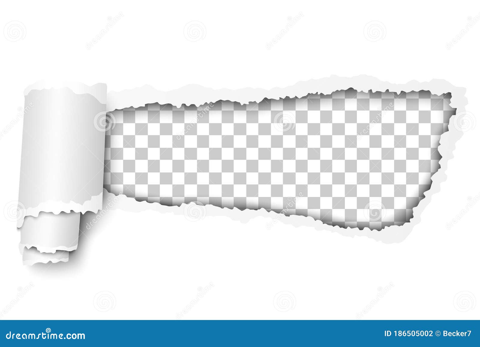 Torn, Snatched Hole in White Paper. Transparent Checkered Background of ...