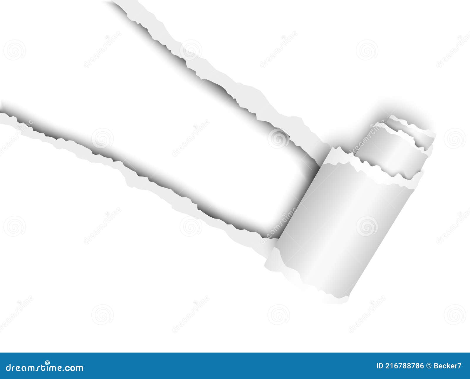 Torn, Snatched Window Placed Diagonally from Upper Left Corner in White ...