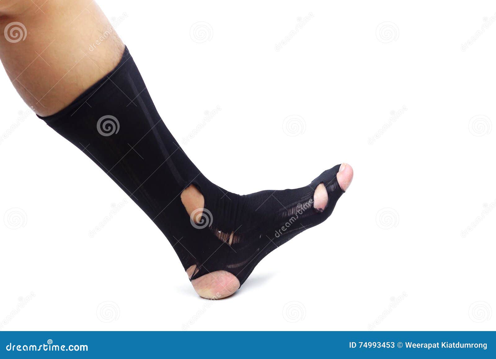 A torn sock stock image. Image of damaged, wear, foot - 74993453