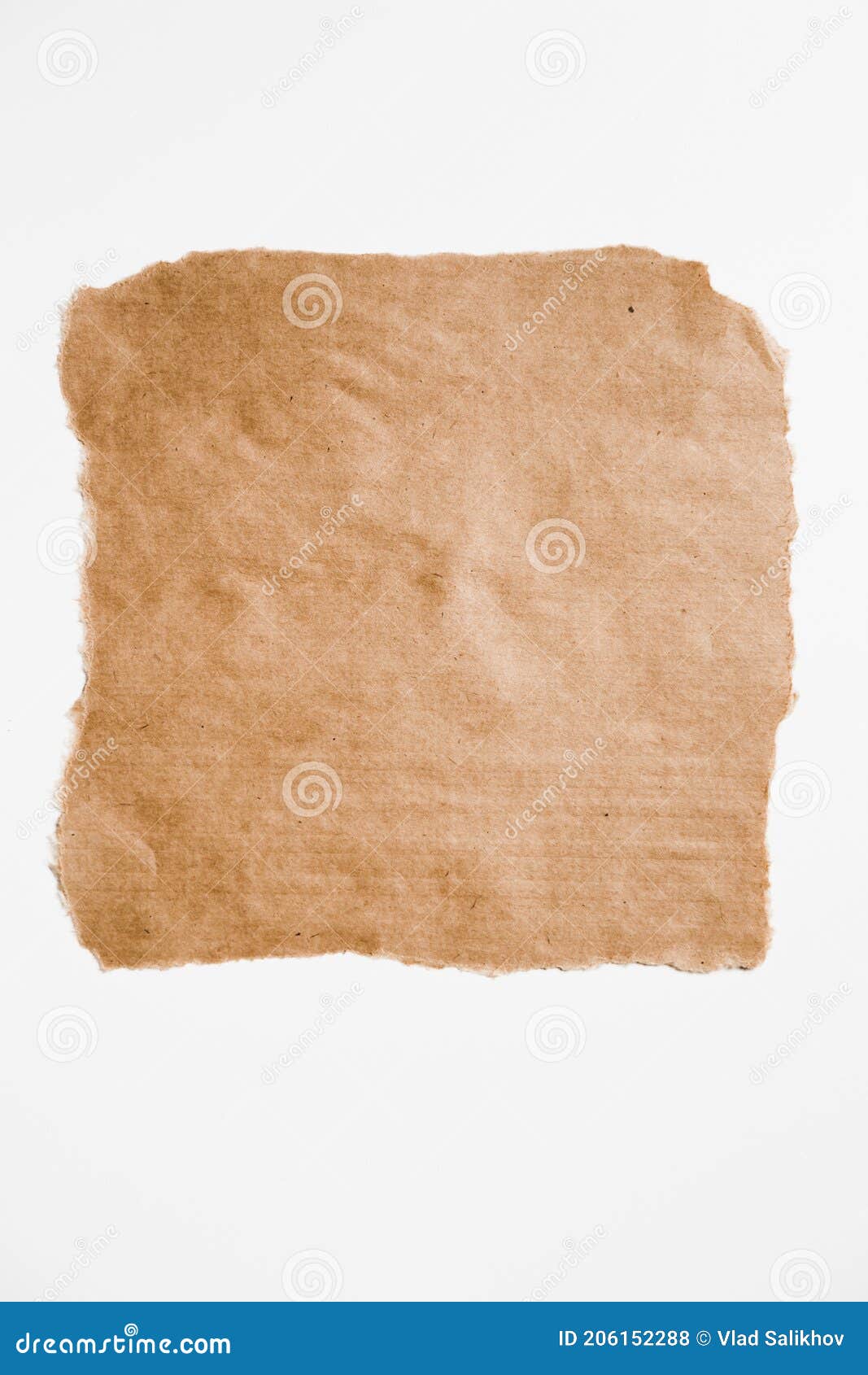 Torn Square Brown Piece of Paper with Ripped Edges Isolated on White ...