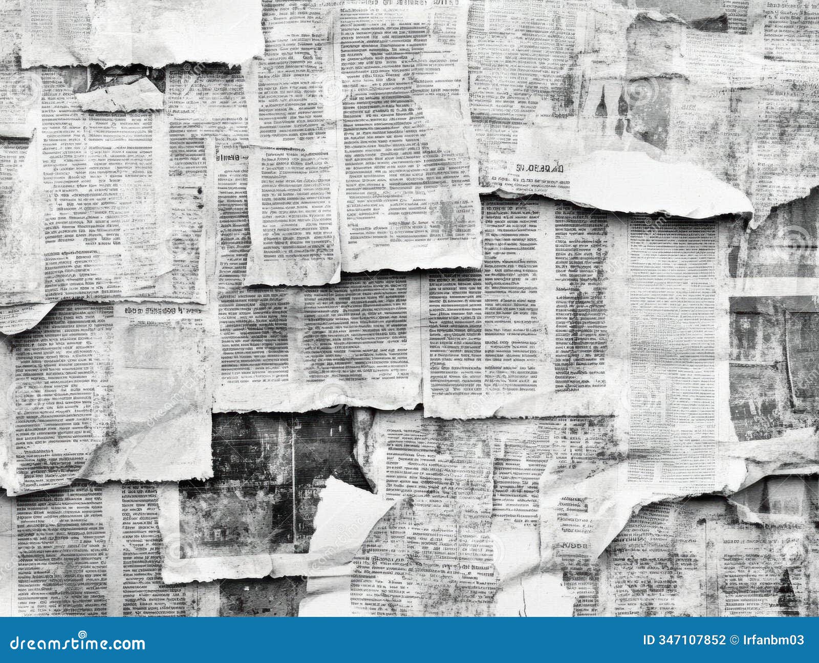 Torn and Tattered, a Collage of Newspaper Fragments Stock Photo - Image ...