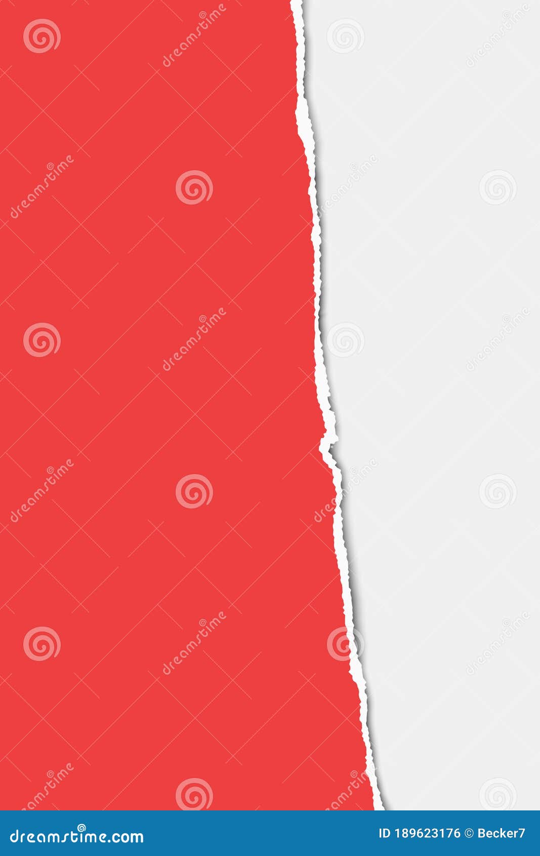 Torn from Top To Bottom Vertical Sheet of Red A4 Paper. Vector Paper ...