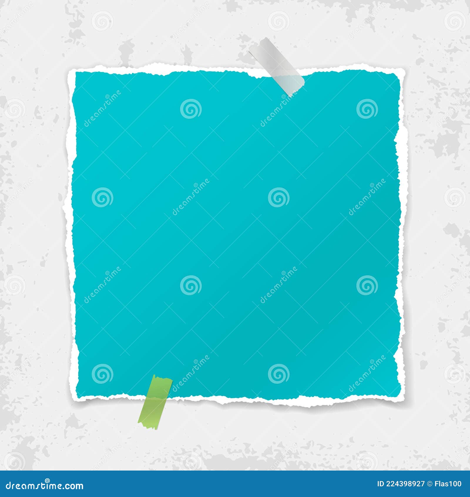 Torn Turquoise Note, Notebook Paper Stripe is on Grey Stained ...