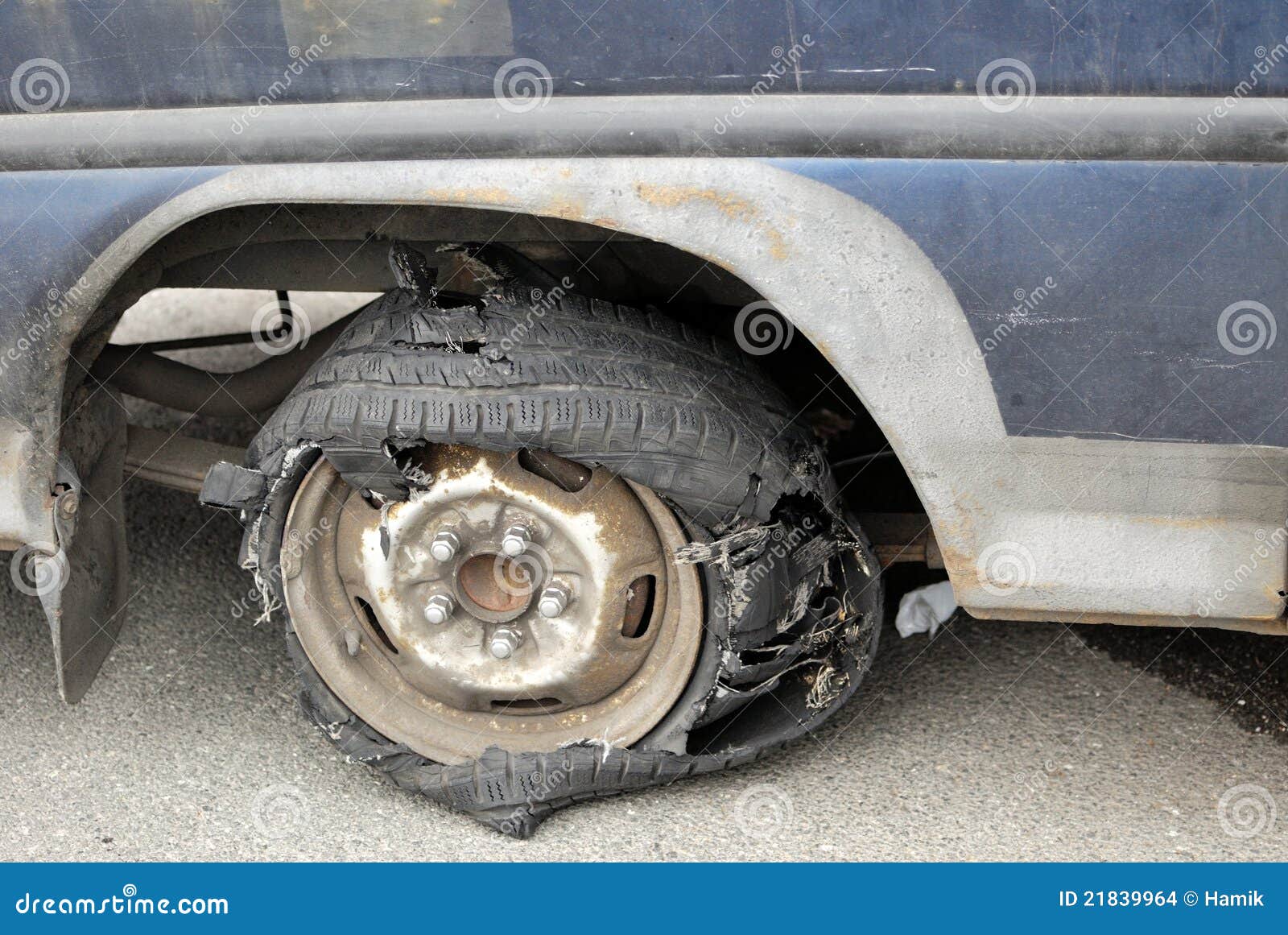 Torn tyre stock photo. Image of torn, back, view, wheel - 21839964