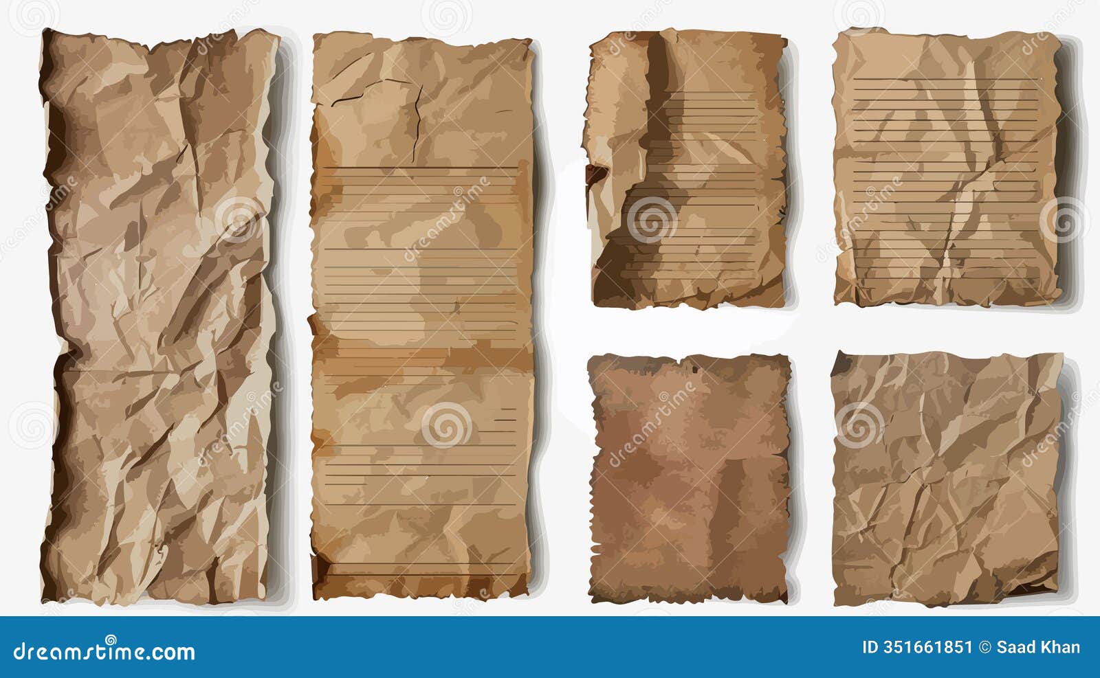 Torn Vintage Lined Notebook Paper Distressed Background Stock Vector ...
