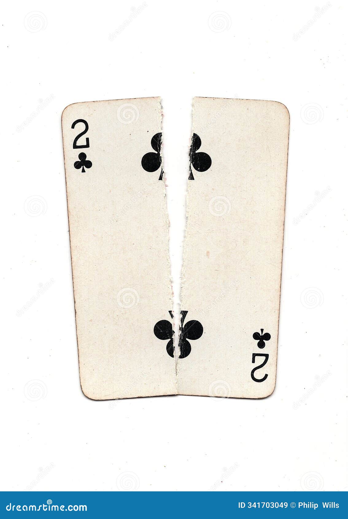 A Torn Vintage Playing Card on a White Background. Stock Illustration ...