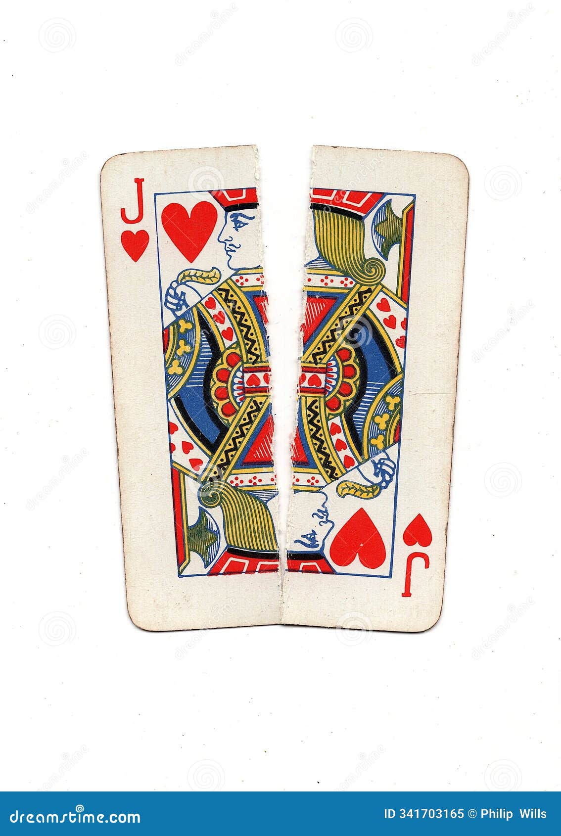 A Torn Vintage Playing Card on a White Background. Stock Illustration ...