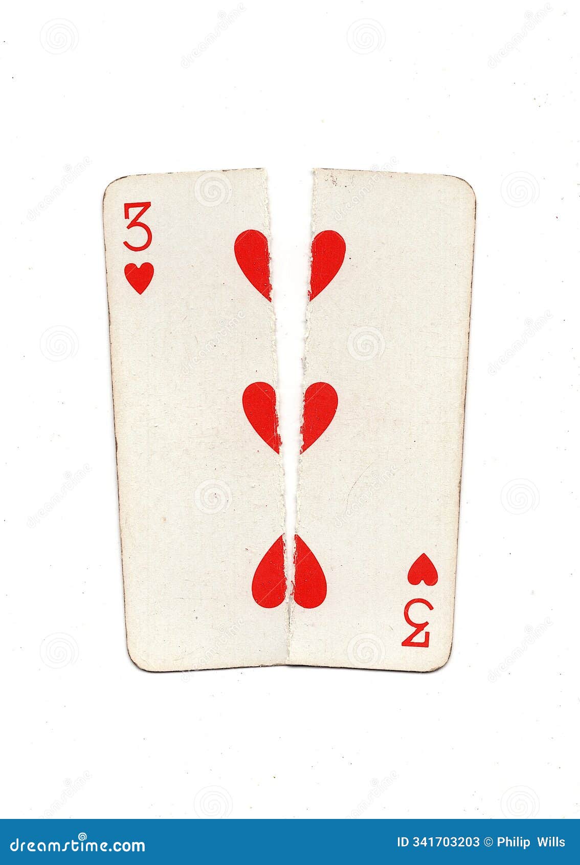 A Torn Vintage Playing Card on a White Background. Stock Illustration ...