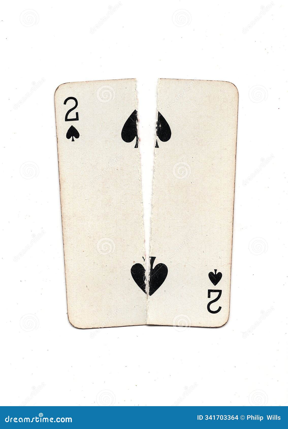 A Torn Vintage Playing Card on a White Background. Stock Illustration ...