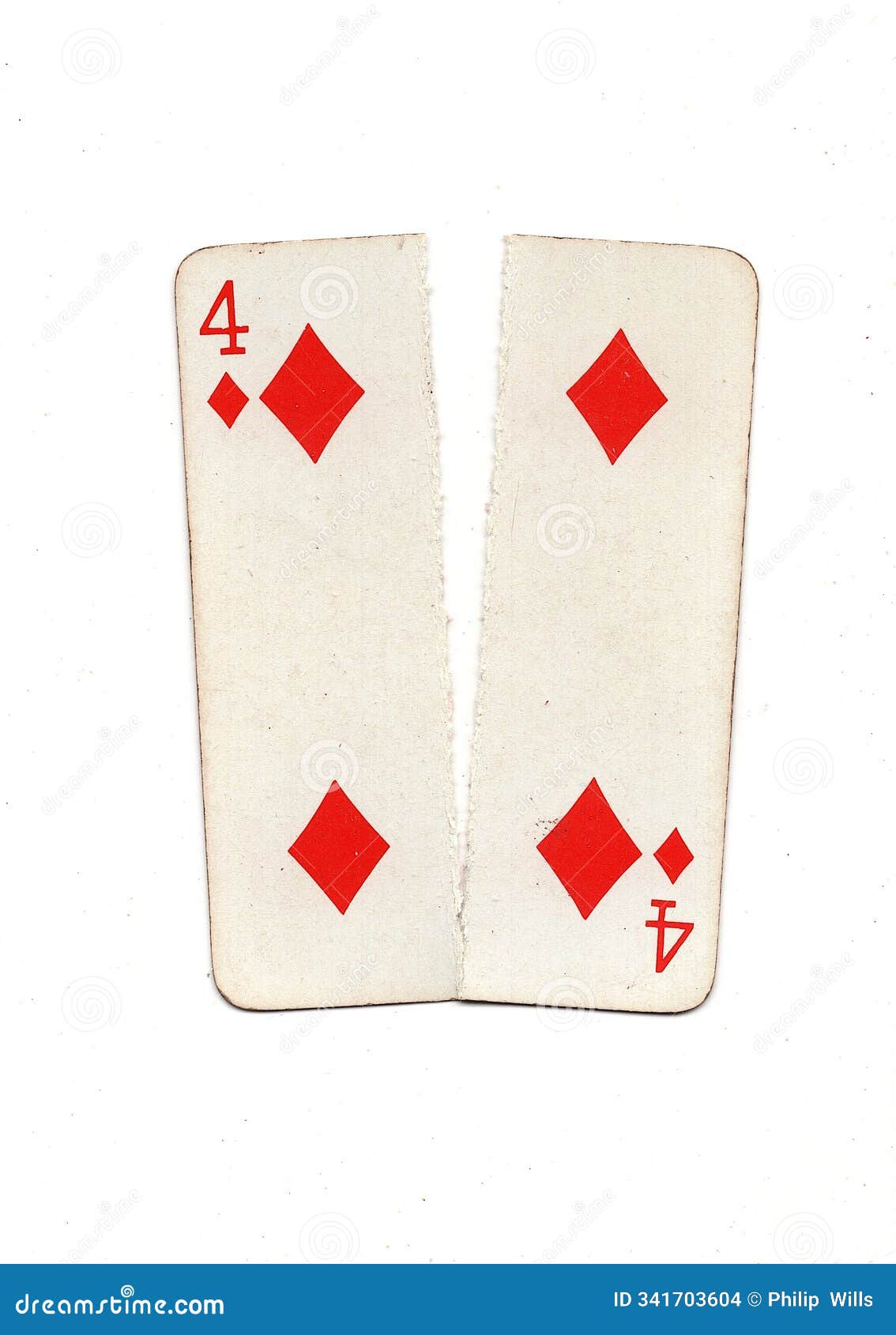 A Torn Vintage Playing Card on a White Background. Stock Illustration ...
