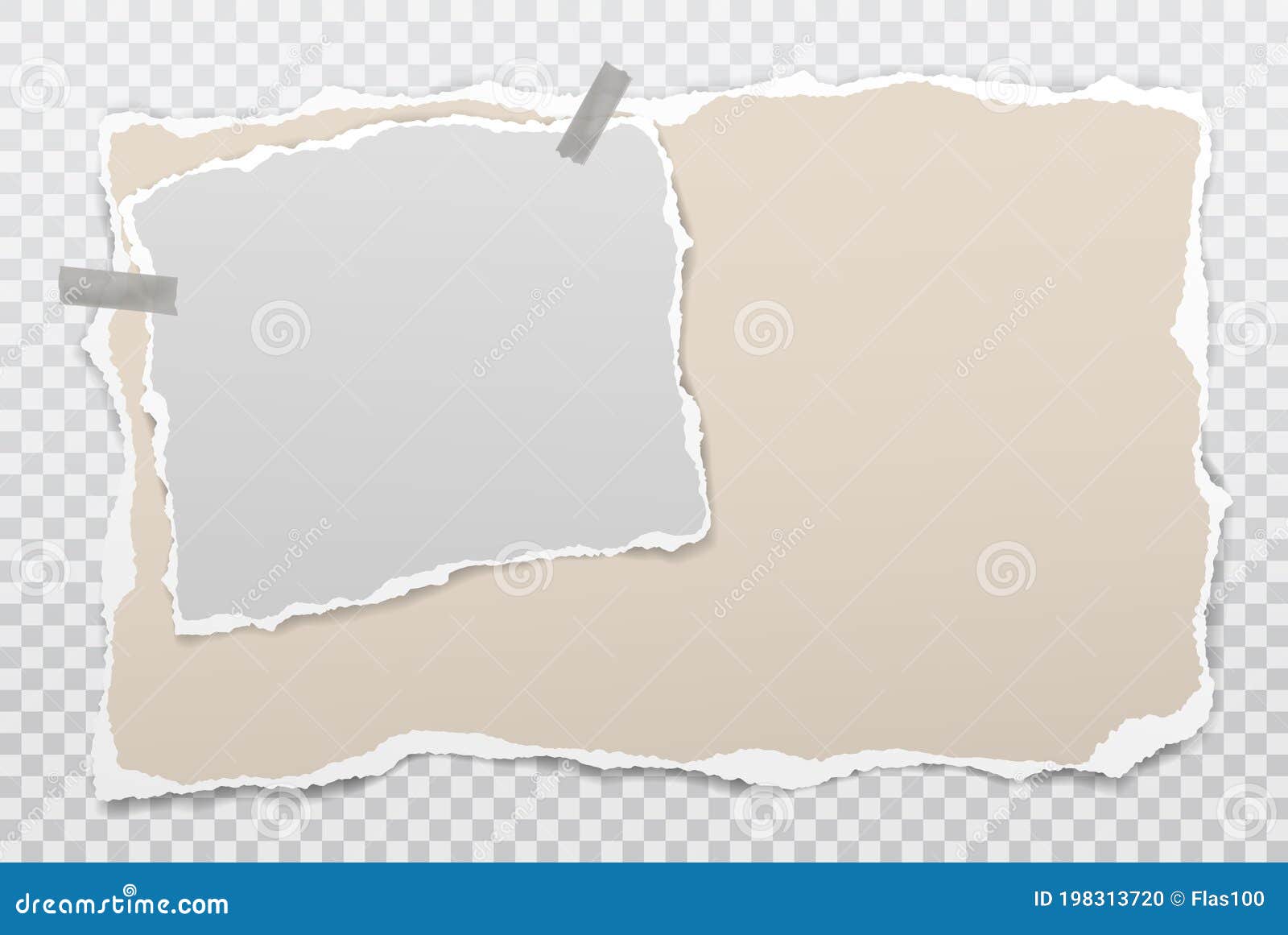 Torn of White, Beige Note, Notebook Paper Pieces Stuck with Sticky Tape ...