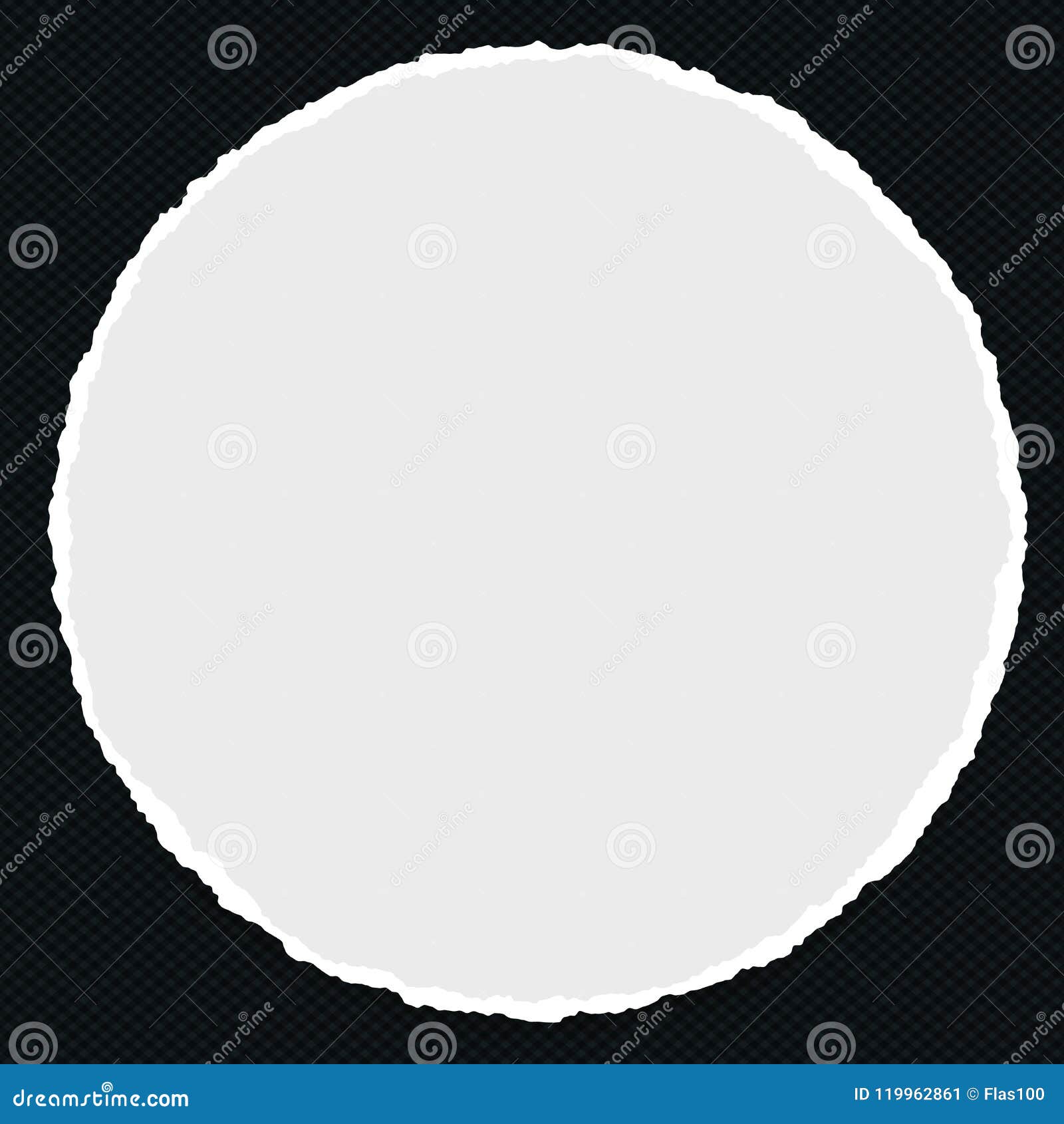 Torn Round White Blank Note, Notebook Paper Stuck On Black Squared ...
