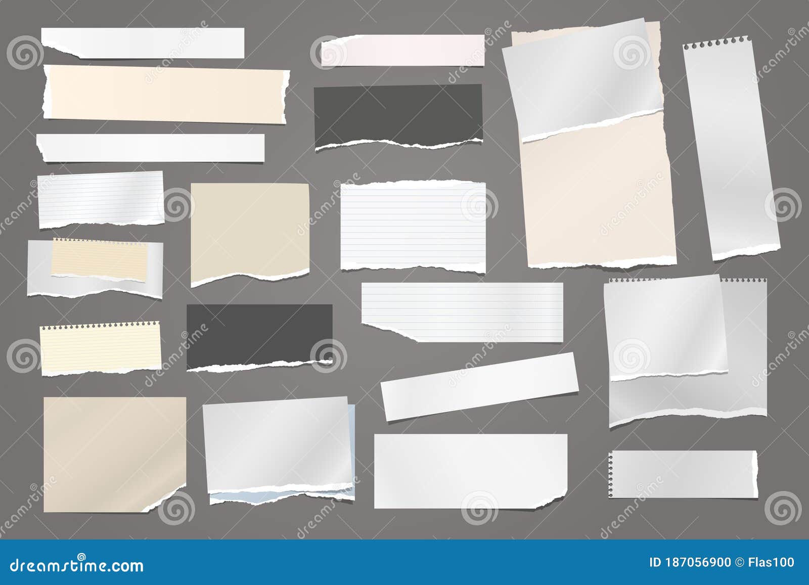 Torn White and Brown Note, Notebook Paper Strips and Pieces Stuck on ...