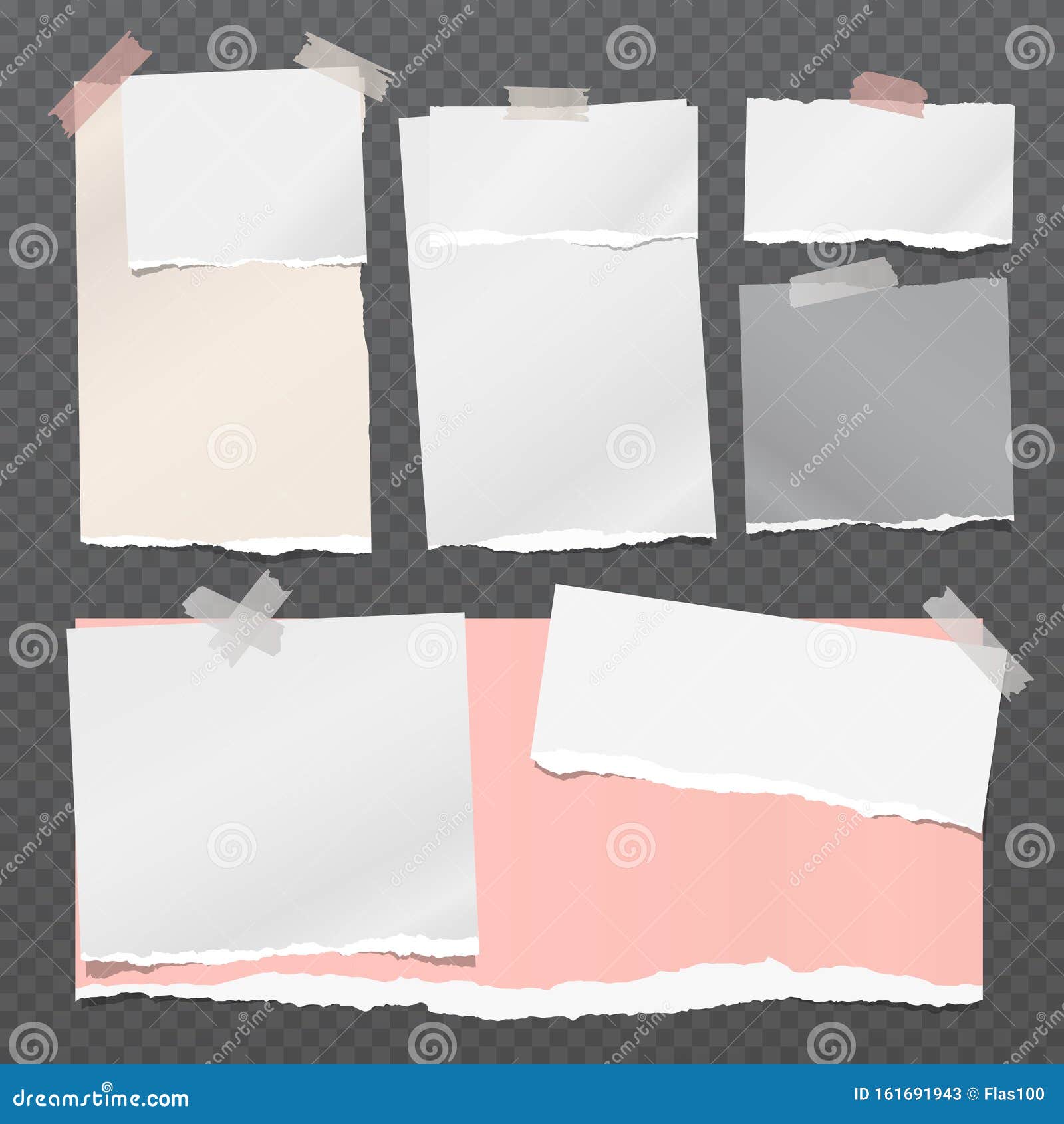 Torn White and Colorful Note, Notebook Paper Pieces Stuck with Sticky ...