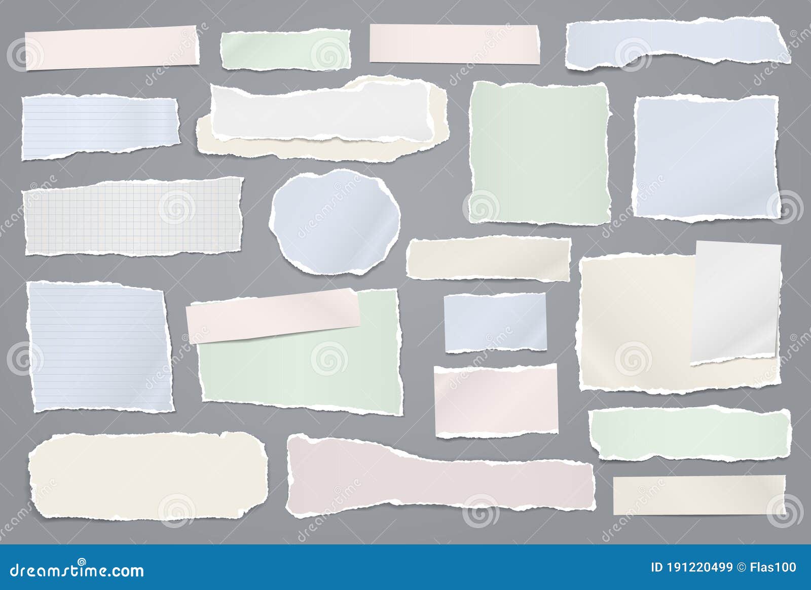 Torn of White and Colorful Note, Notebook Paper Strips and Pieces Stuck ...