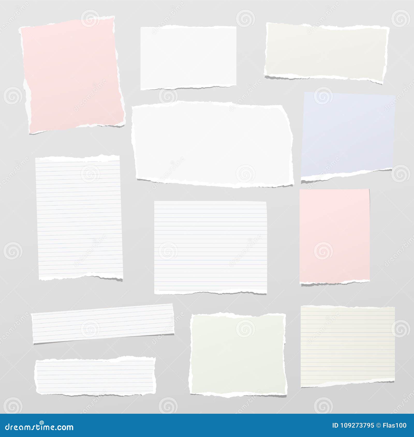 Torn White and Colorful Pastel Note, Notebook Paper Strips Stuck on ...