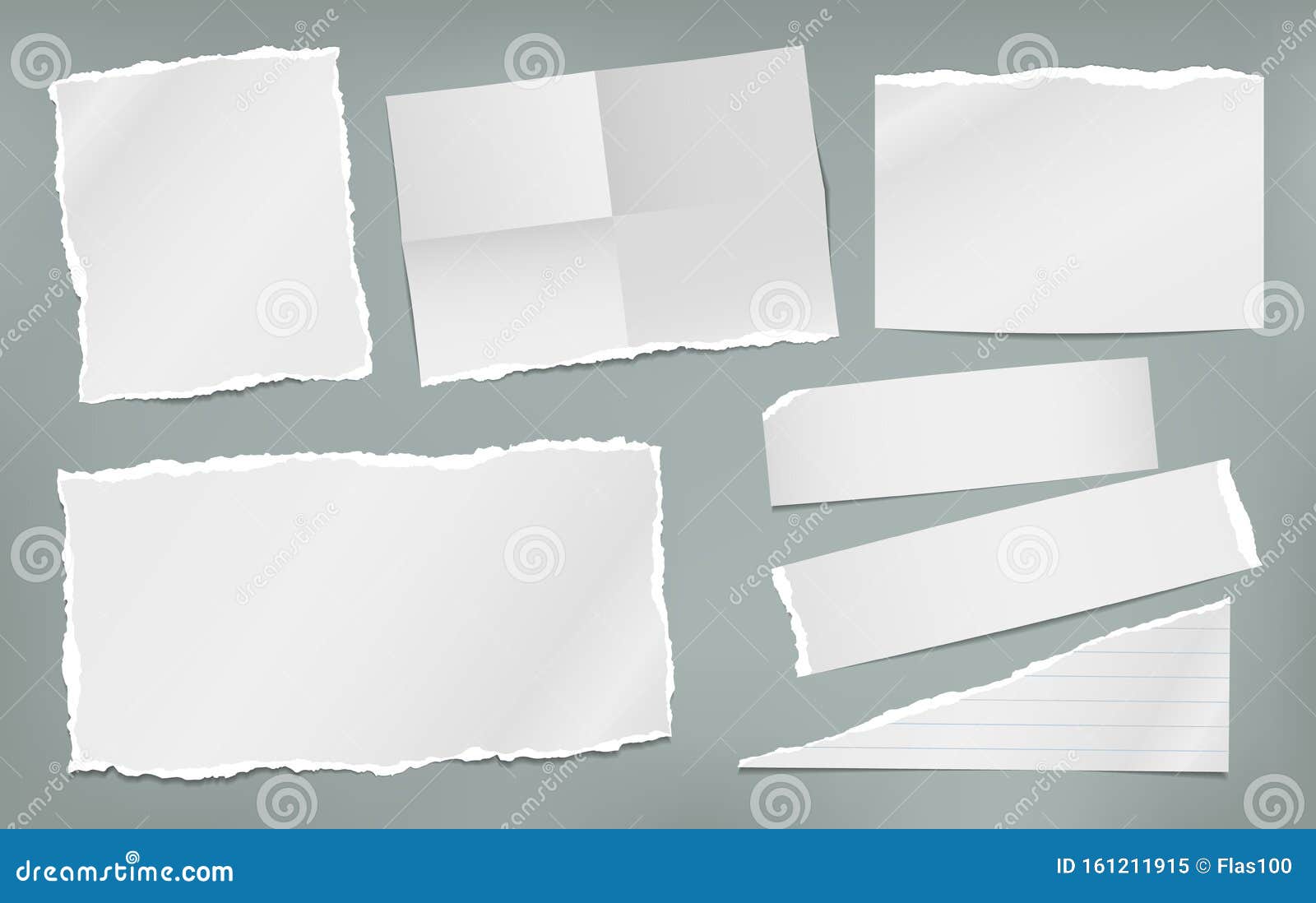 Torn White and Folded Note, Notebook Paper Pieces Stuck on Green ...