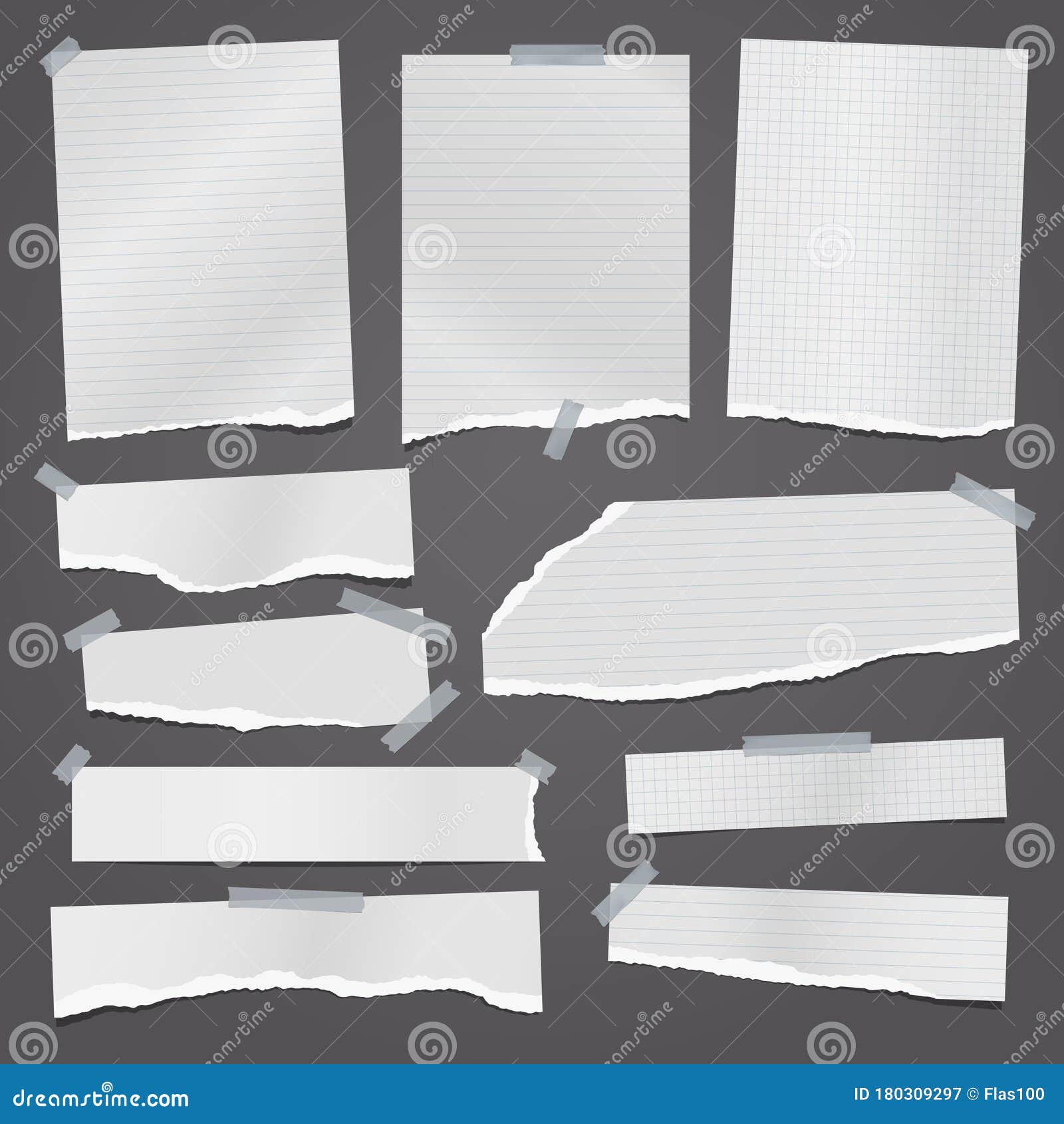 Torn of White Lined Note, Notebook Paper Strips, Pieces Stuck with ...