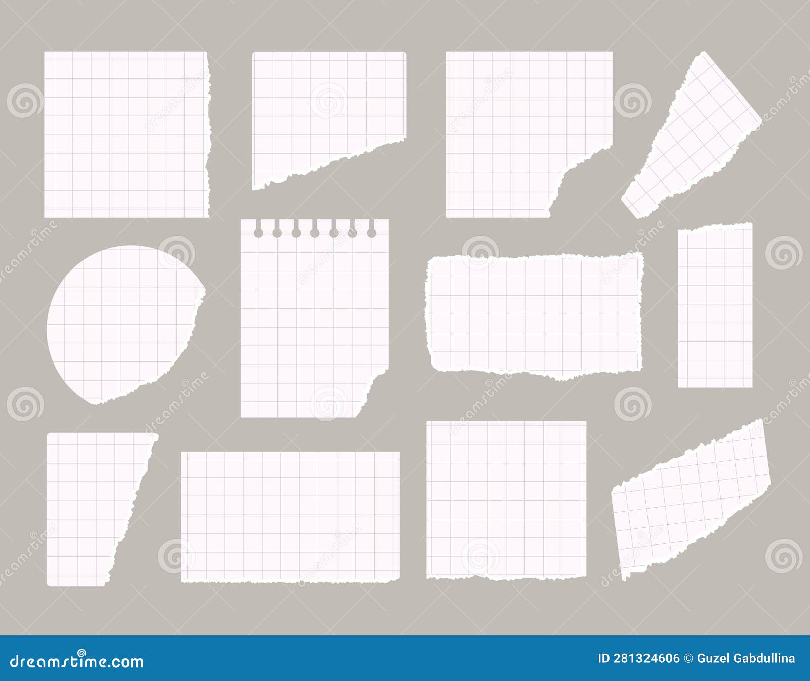 Torn White Lined, Scetchbook, Math Note Paper Pieces Vector ...