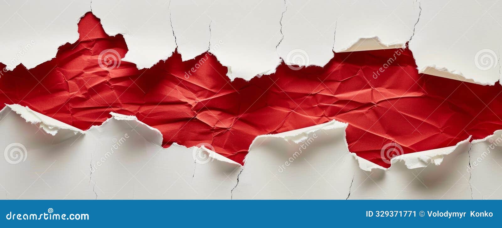 Torn White Paper Revealing Red Rugged Surface Underneath Stock Image ...