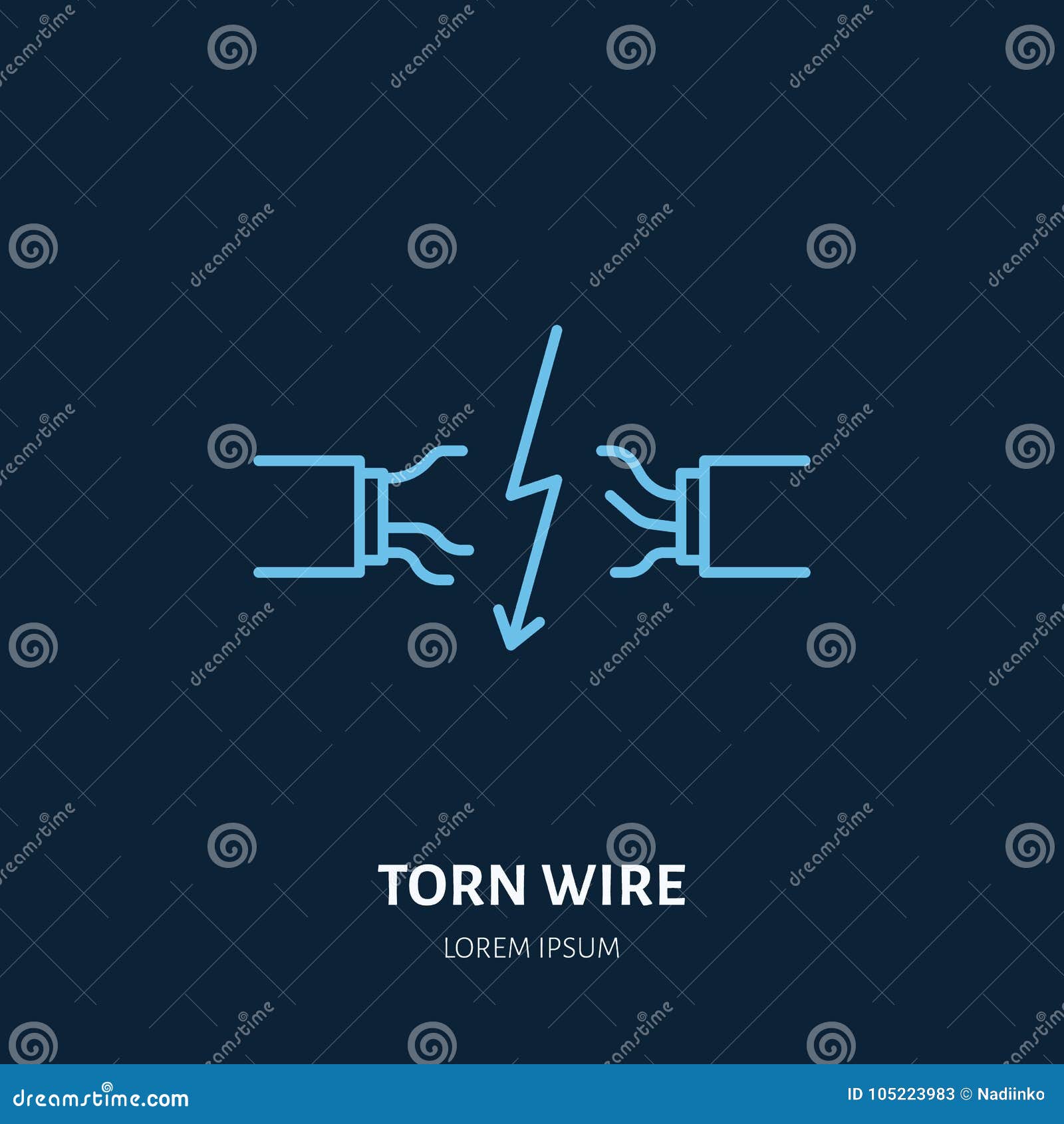 Torn Wire Flat Line Icon. Vector Sign of Electrical Service ...