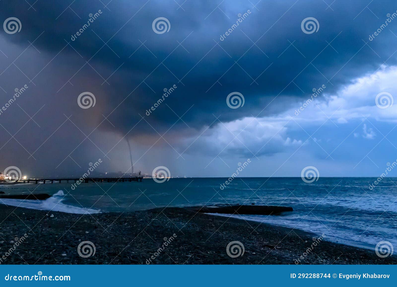 Tornado on the Black Sea in the Evening. Stock Photo - Image of nature ...