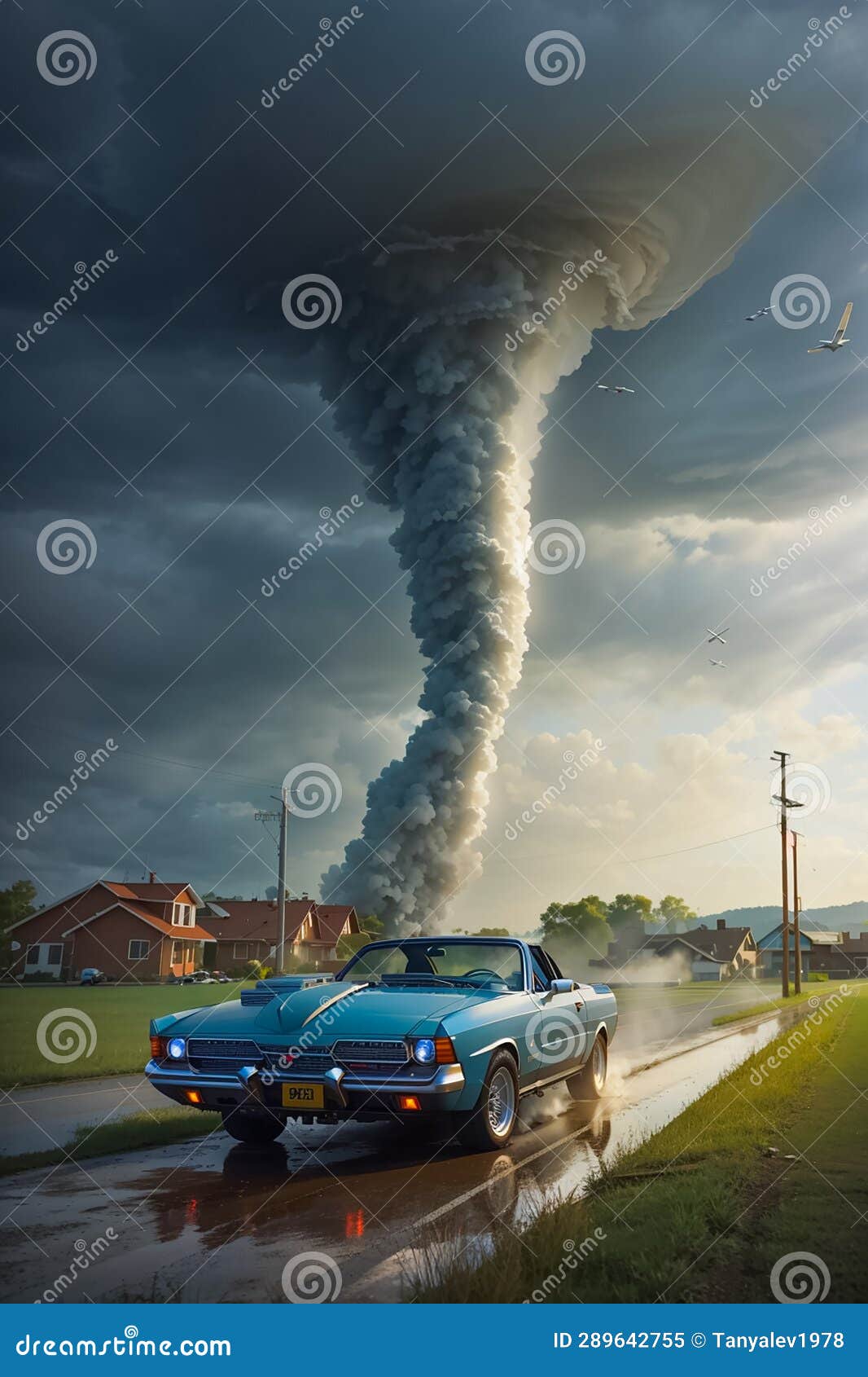 Tornado, Car, Natural Disaster House Stock Illustration - Illustration ...