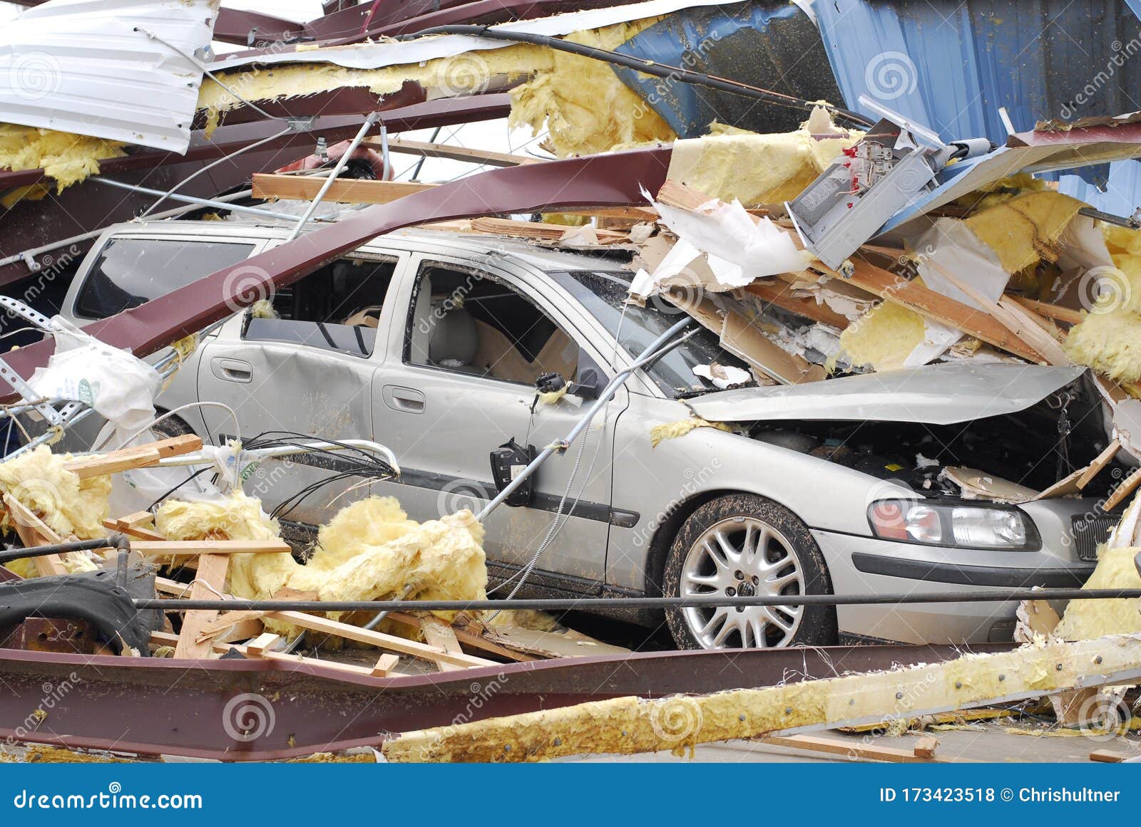 Tornado Damage from Spring Thunder Storms Stock Photo - Image of safety ...