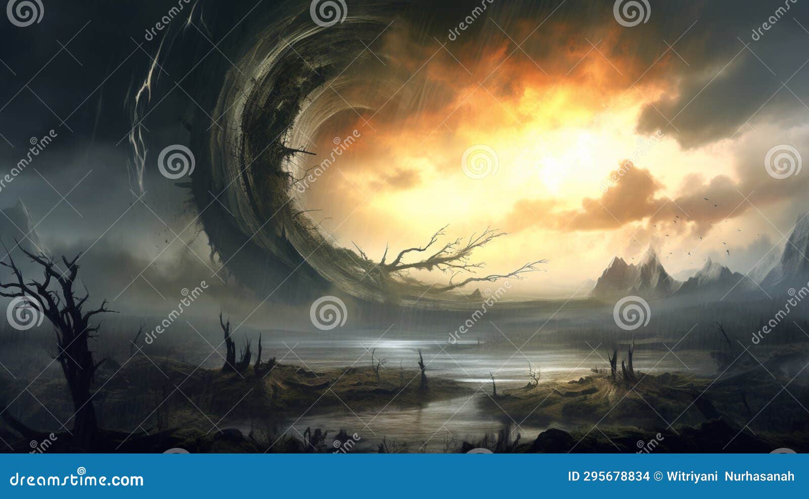 Tornado. Digital Art. Massive Tornado, Cyclone On Land With Huge Clouds ...