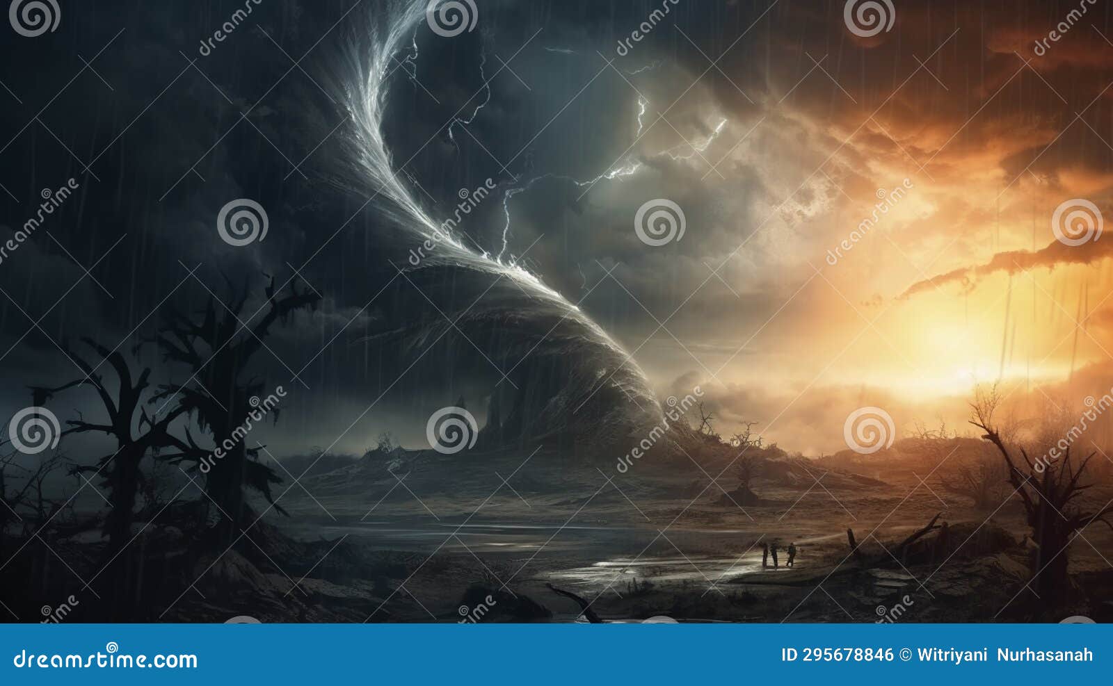 Tornado. Digital Art. Massive Tornado, Cyclone On Land With Huge Clouds ...