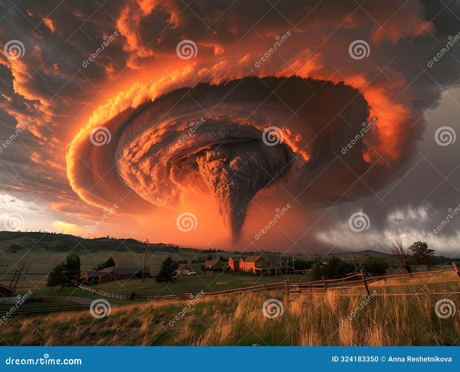 Tornado in the Field. Artificial Intelligence. Stock Photo - Image of typhoon, landscape: 324183350
